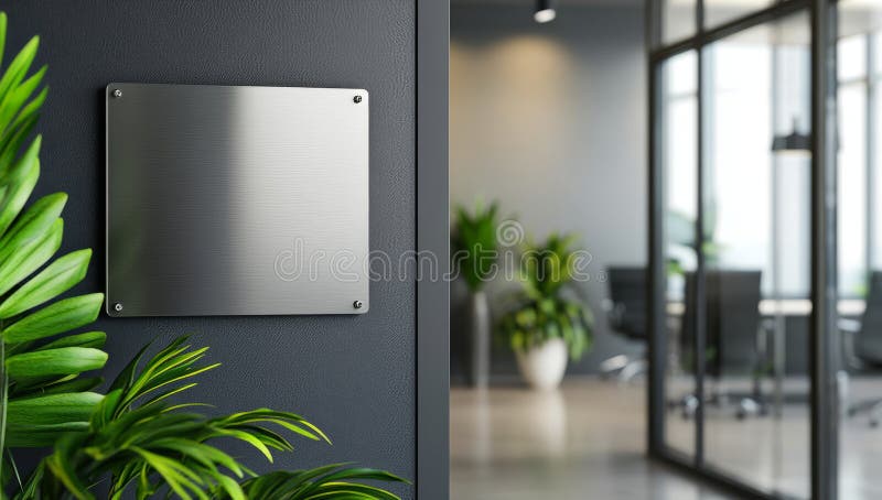 A Blank Stainless Steel Plate on the Wall in a Modern Office ...