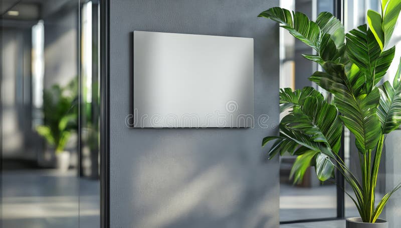 A Blank Stainless Steel Plate on the Wall in a Modern Office ...