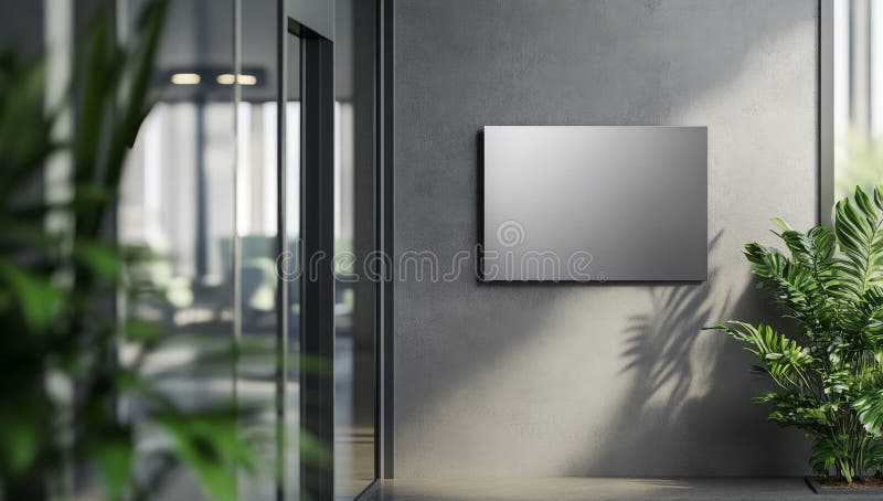 A Blank Stainless Steel Plate on the Wall in a Modern Office ...