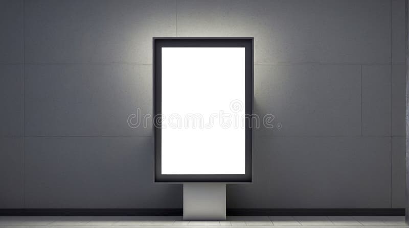 Blank Stand Advertising Billboard Lightbox in Front of Empty Stone Wall ...