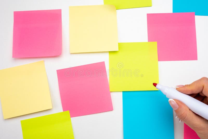 Blank Sticker Notes on White Background. Mockup Sticky Note Paper ...