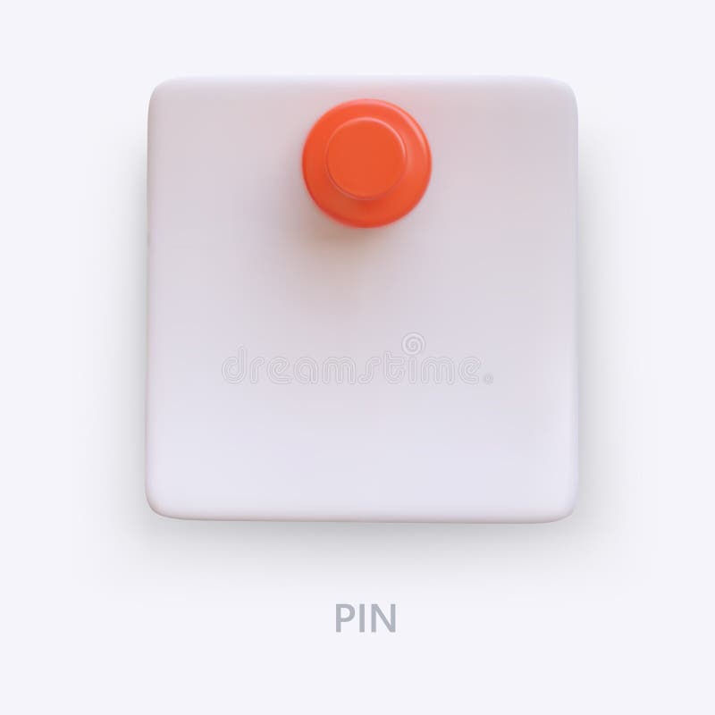 Blank Sticker with Red Pin, Front View. Vector Mockup, Place for Slogan ...