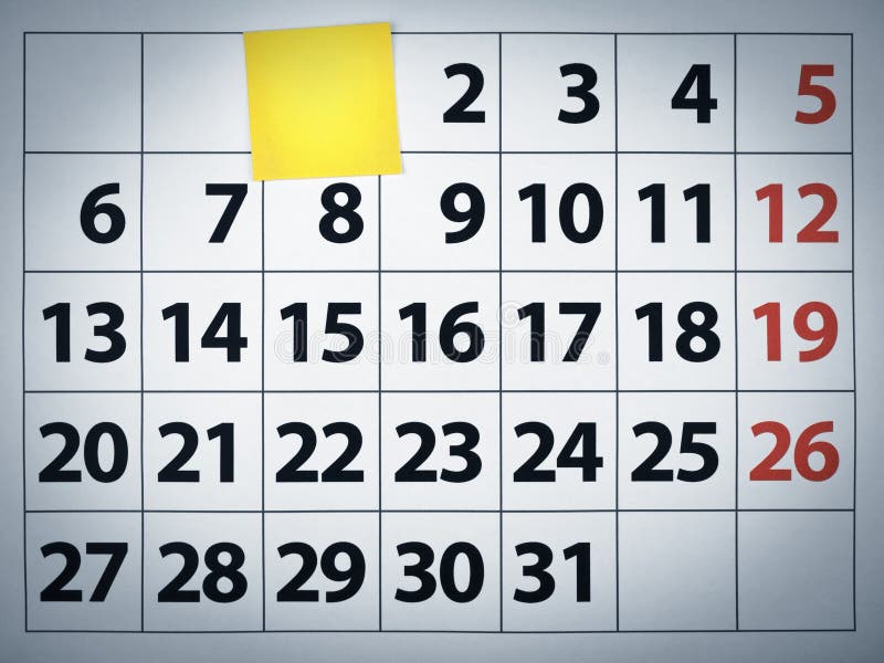 Sticky note on calendar stock image. Image of date, office - 2785273