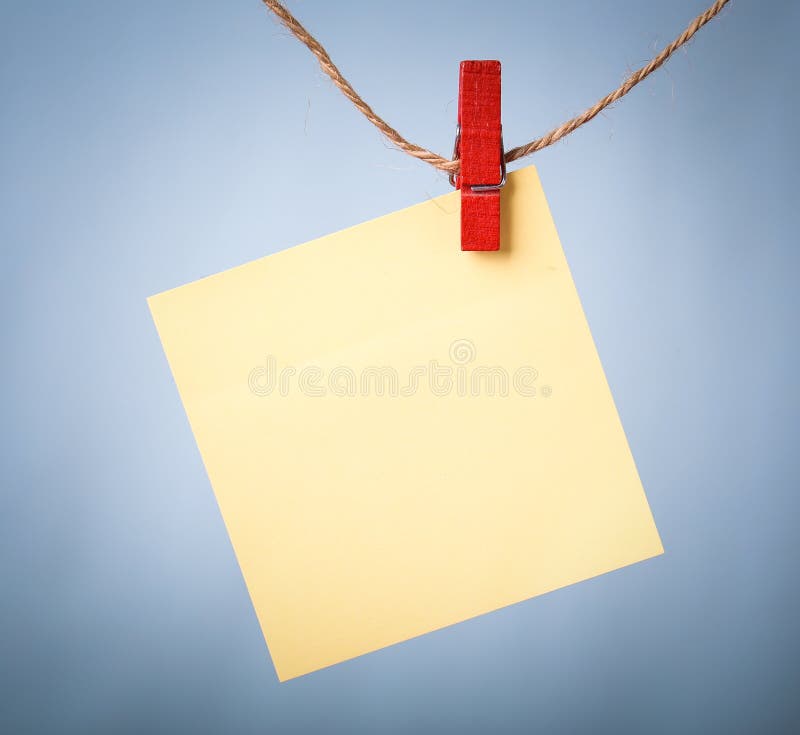 Blank Sticky Note Hanging on Line Stock Image - Image of nature, blank ...