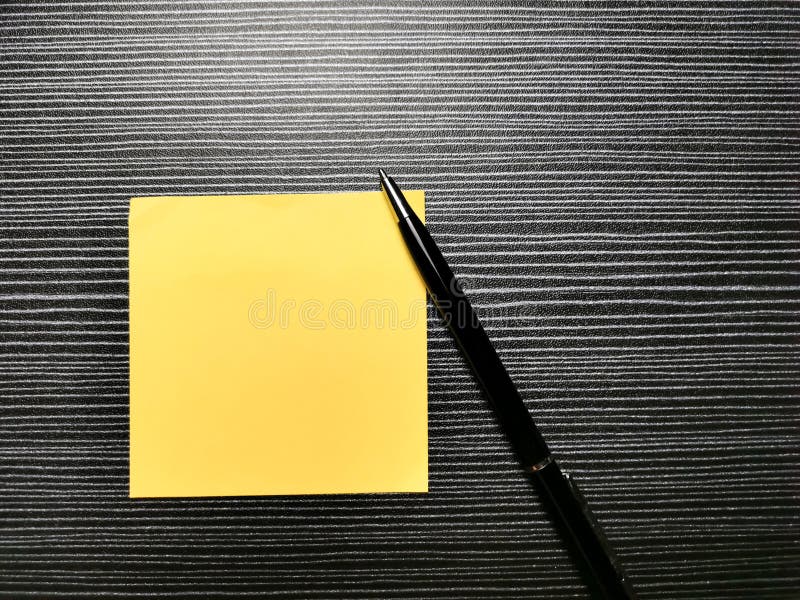 Blank Sticky Note with a Pen on the Table. Stock Image - Image of ...