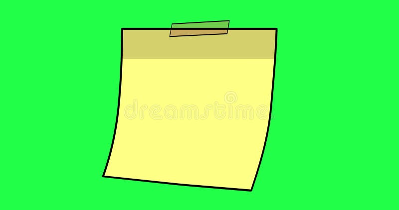 Blank Sticky Notes with Adhesive Tape Blown by the Wind Animation Green ...