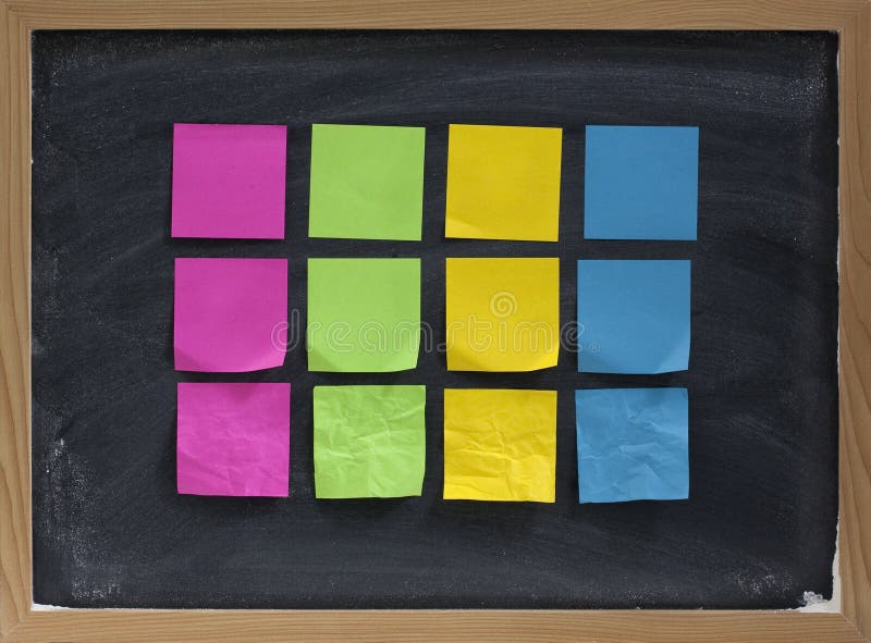Sticky Notes on Blackboard Mind Map Stock Image - Image of square ...