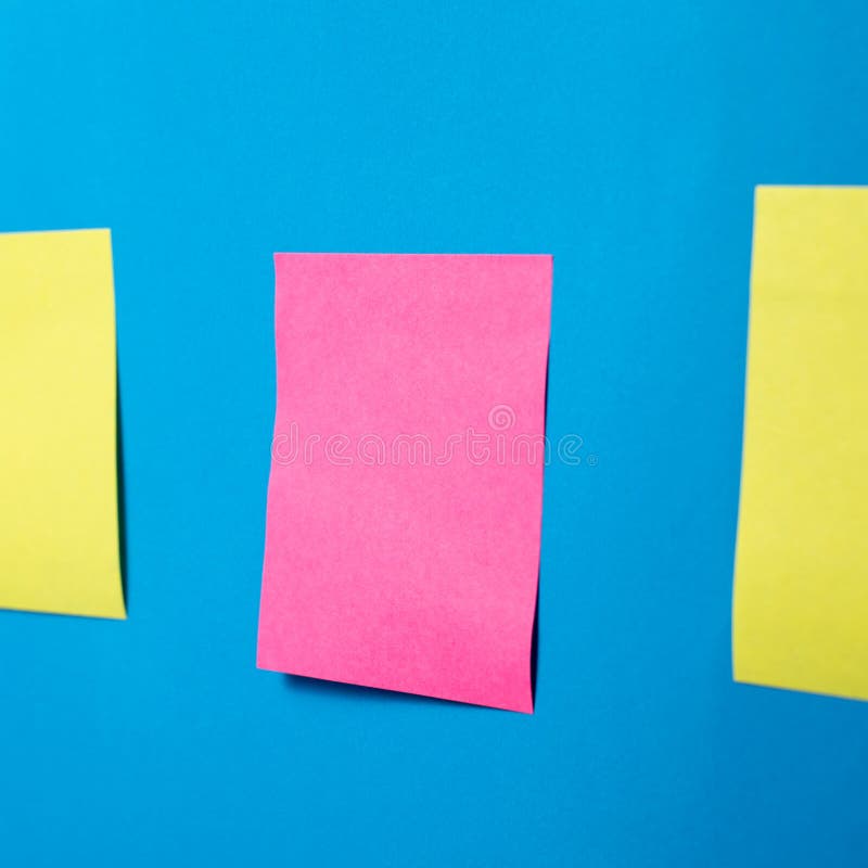 Blank Sticky Notes on Blue Background Stock Image - Image of blue ...