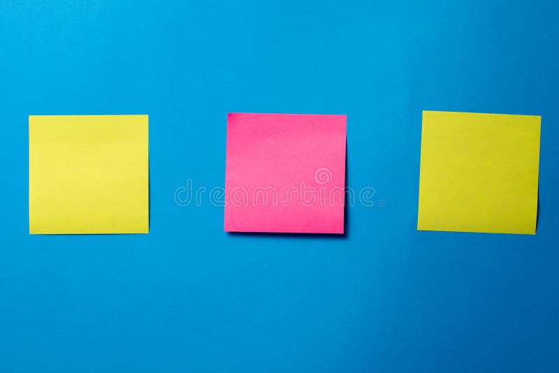 Blank Sticky Notes on Blue Wall 16x9 Stock Photo - Image of note ...