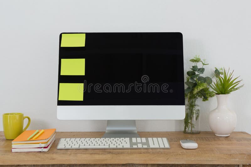 Blank Sticky Notes on Desktop Pc Stock Image - Image of personal ...