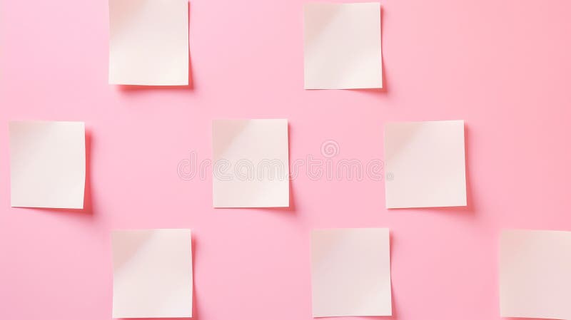 Blank Sticky Notes on a Pink Background Stock Illustration ...