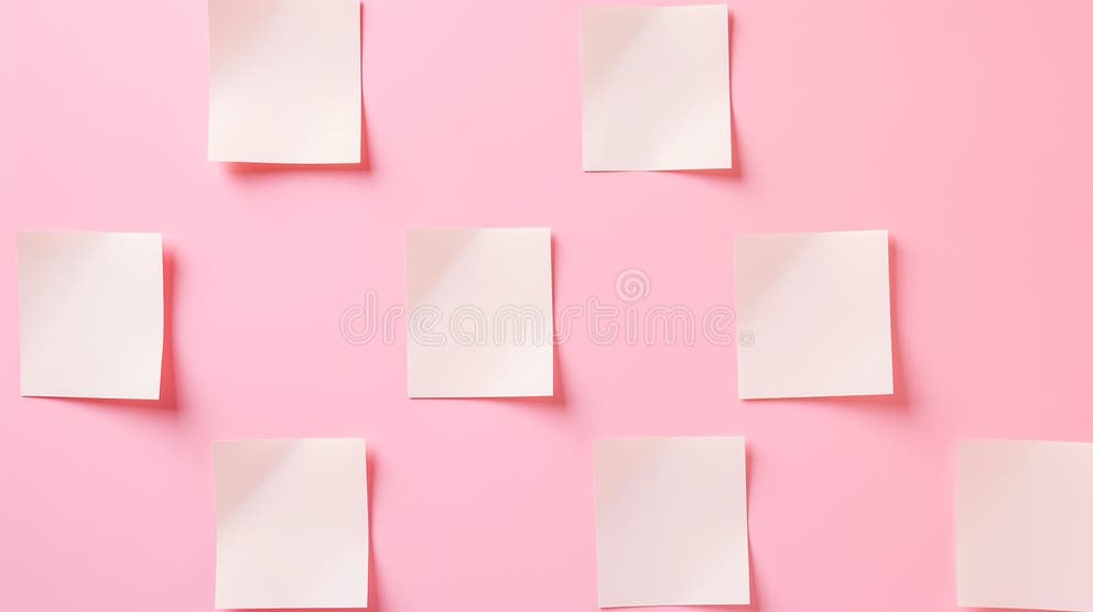 Blank Sticky Notes on a Pink Background Stock Illustration ...