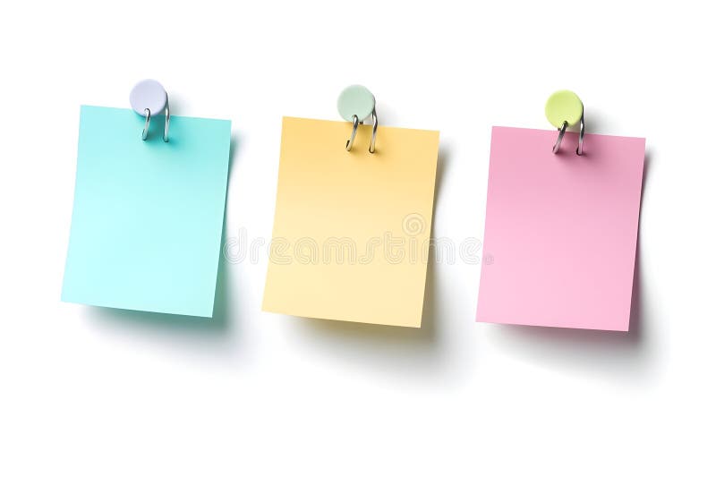 Blank Sticky Notes Pinned on a White Background with Copy Space Stock ...