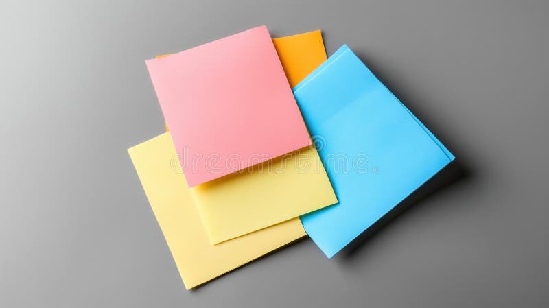 Colorful Sticky Notes Lying on a Gray Background for Brainstorming and ...