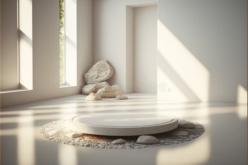 Stone Platform with an Empty Surface in a Studio for Photoshoots Stock ...