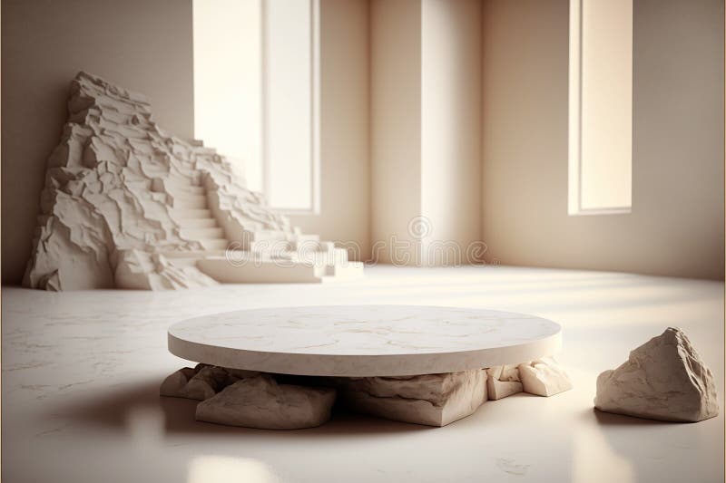 Stone Platform with an Empty Surface in a Studio for Photoshoots Stock ...