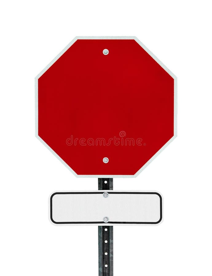 Blank Stop Sign with White/Black Sign Below Stock Image - Image of ...