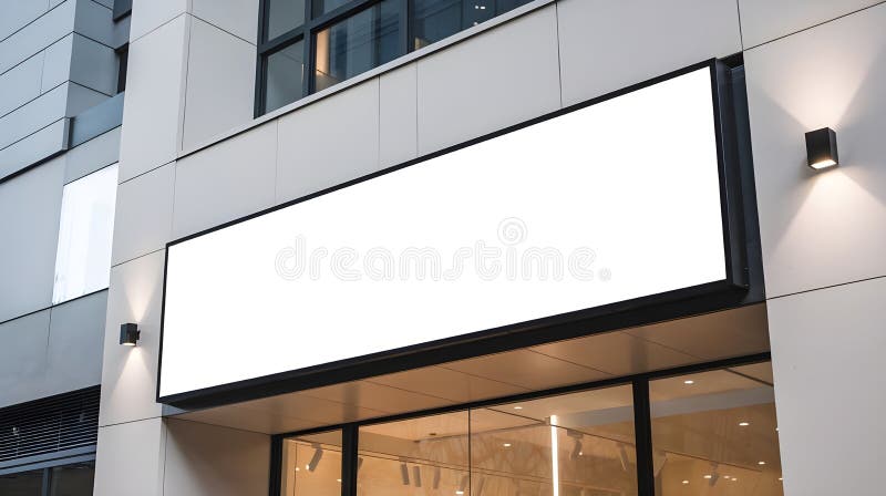 Blank Store Sign Mockup Modern Building Facade Stock Illustration ...