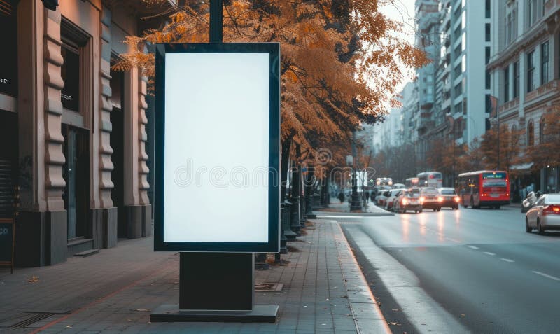 Blank Street Billboard on City Street. Mock Up Stock Photo - Image of ...