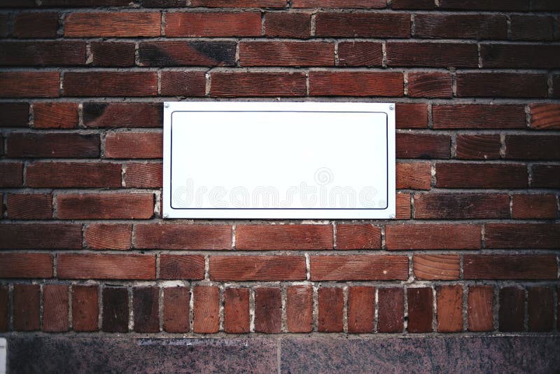 Blank Street Name Board on Brick Wall Stock Photo - Image of street ...