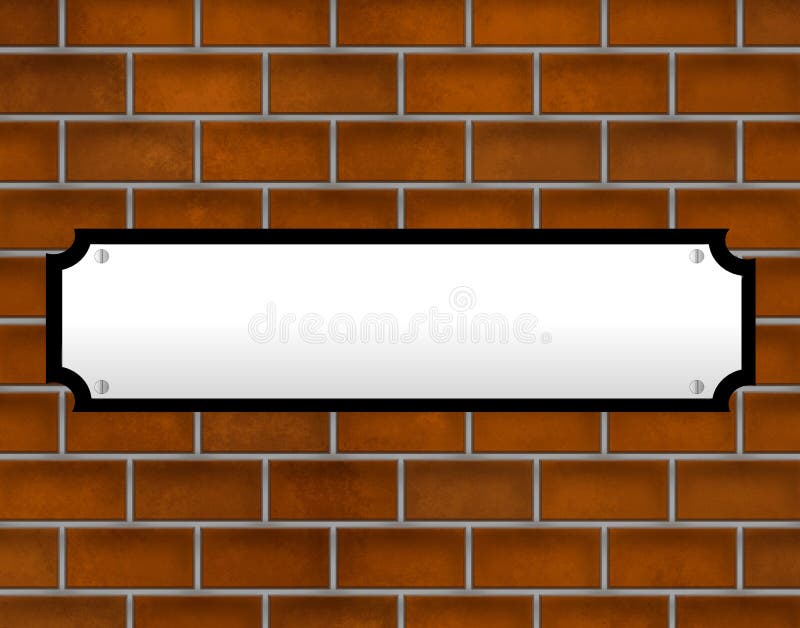 Blank Street Sign on Brick Wall Stock Illustration - Illustration of ...