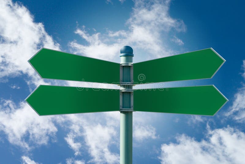 Blank Street Sign Post with 4 Signs Stock Image - Image of confusion ...