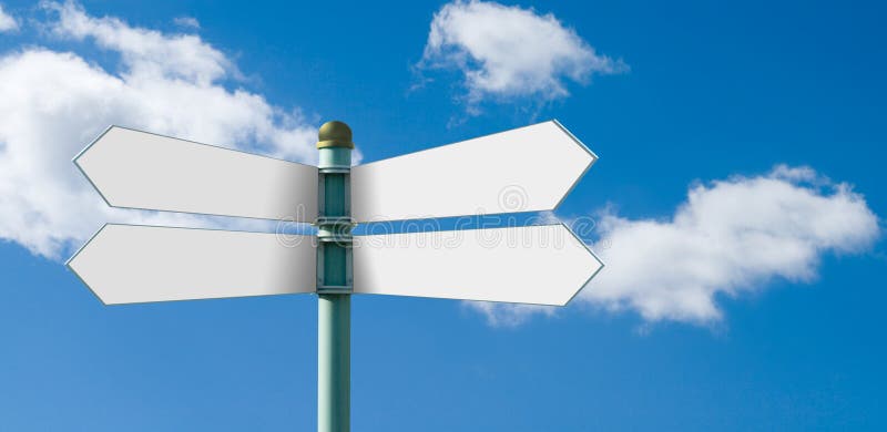 Blank Street Sign Post with 4 White Signs Stock Image - Image of ...