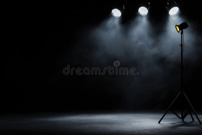 Blank Studio Background with Spotlights Illuminating Dark Space ...