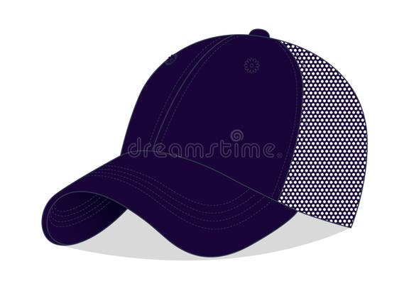 Blank Navy Blue Baseball Cap with Mesh-Back Template Stock Illustration ...