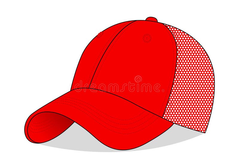 Blank Red Baseball Cap with Mesh-Back Template Stock Illustration ...