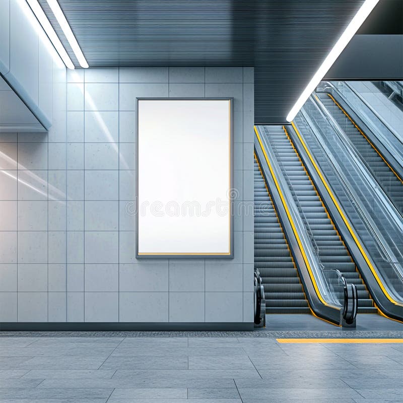 Blank Subway Poster Mockup Modern Transit Advertising Stock ...