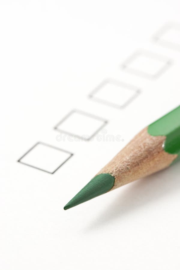 Survey Check Box with Green Checkmark and Pencil Stock Image - Image of ...