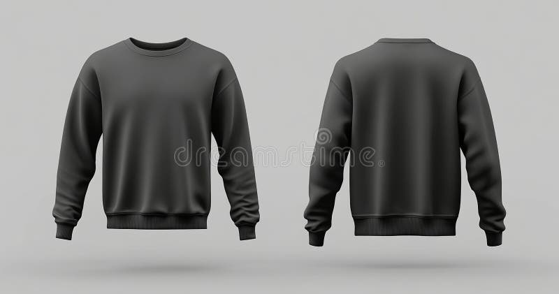 Blank Sweatshirt Mockup, Front and Back Views, 3D Rendering, 3D Illustration Stock Illustration ...