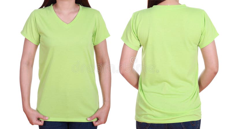 Blank T-shiet Set (front, Back) with Female Stock Image - Image of ...