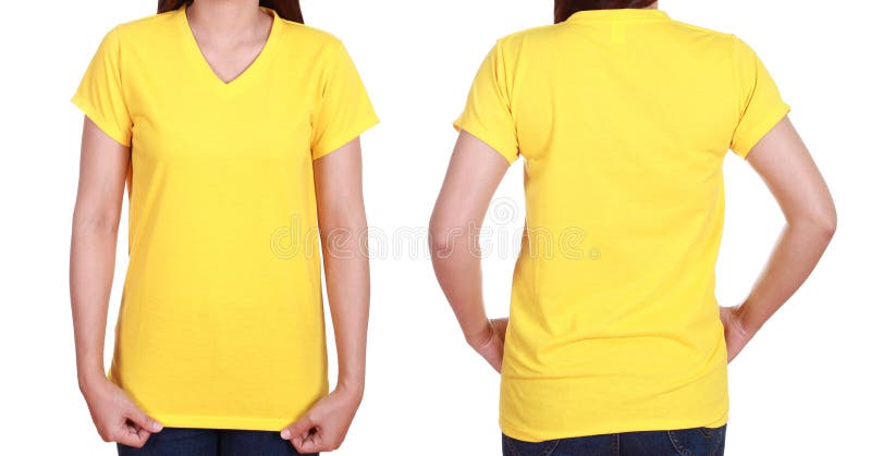 Blank T-shiet Set (front, Back) with Female Stock Image - Image of ...