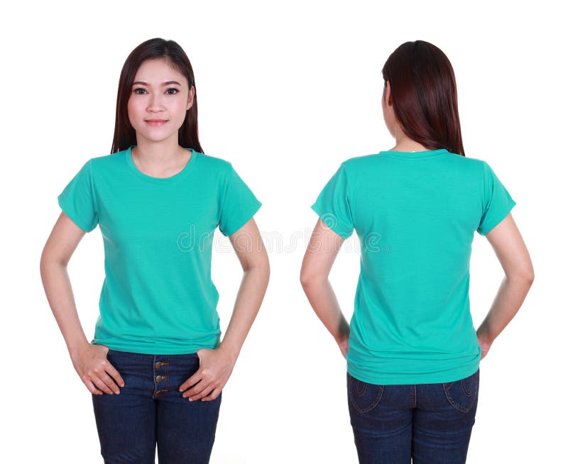 Blank T-shiet Set (front, Back) with Female Stock Image - Image of ...