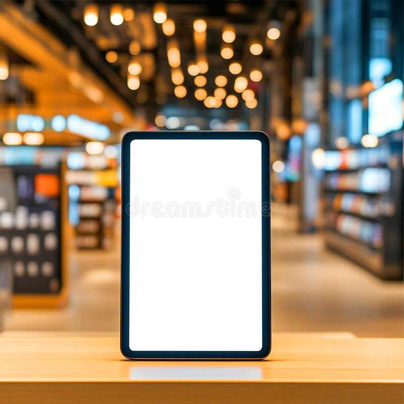 Blank Tablet Display in Modern Retail Store Perfect for Mockups Stock ...