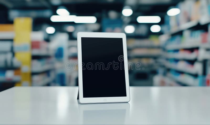 Blank Tablet Display in Modern Retail Store Showcasing Technology ...