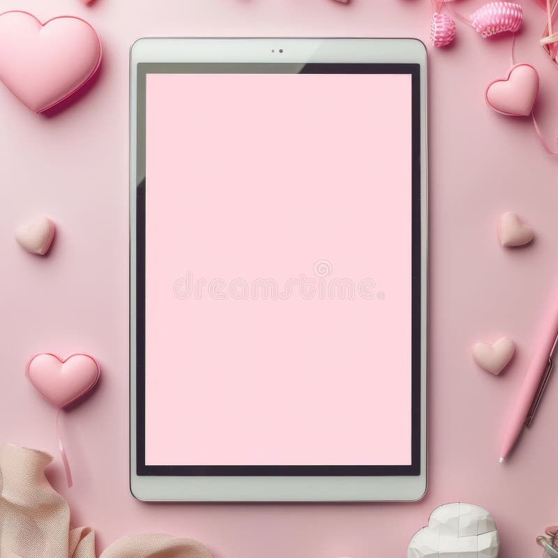 A Blank Tablet with an Empty Pink Screen Stock Illustration ...