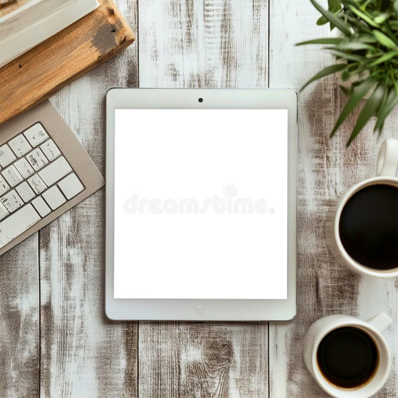 Blank Tablet Mockup Workspace Productivity Concept Stock Illustration ...