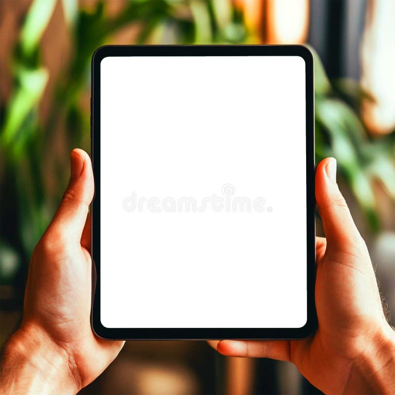 Blank Tablet Screen Mockup Hands Holding Device Stock Illustration ...