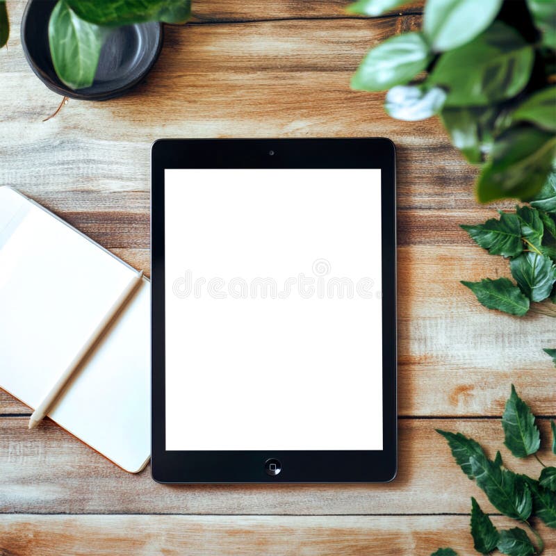 Blank Tablet Screen Mockup Workspace Productivity Concept Stock ...