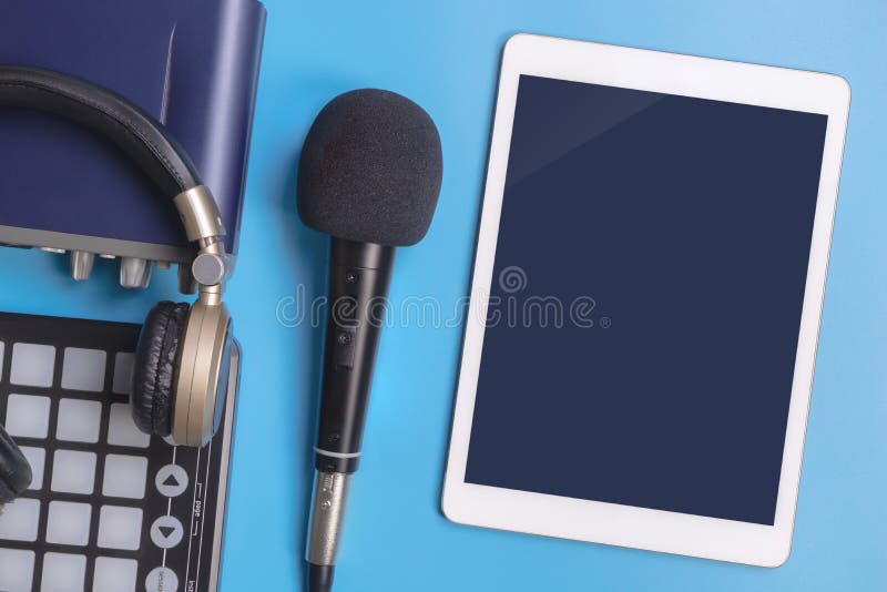 Tablet Music Producer Touching Application Stock Image - Image of ...
