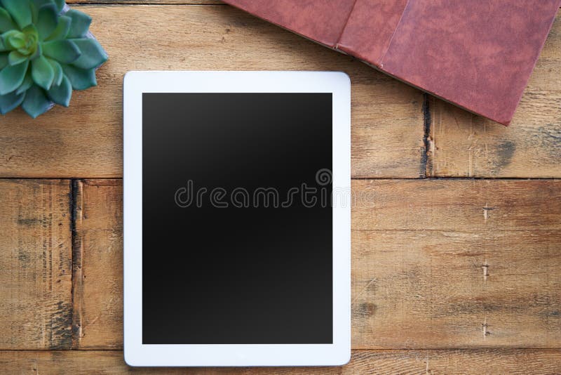 Blank Tablet on Wooden Table. Stock Photo - Image of ework, copyspace ...