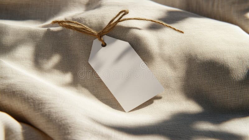 Blank Tag on Beige Fabric Texture Stock Illustration - Illustration of ...