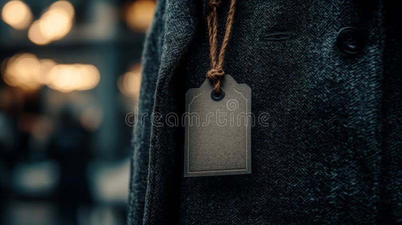 Blank Tag on Dark Gray Winter Coat Stock Illustration - Illustration of ...