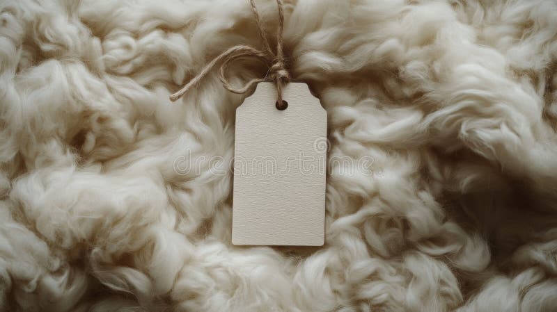 Blank Tag on Fluffy Off White Wool Texture Stock Illustration ...