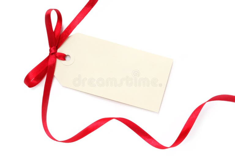 Blank Tag with Red Ribbon stock photo. Image of notice - 3686950
