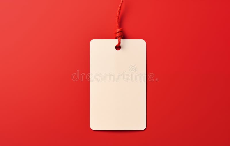 Blank Tag with Red String Hanging Against a Vibrant Red Background ...
