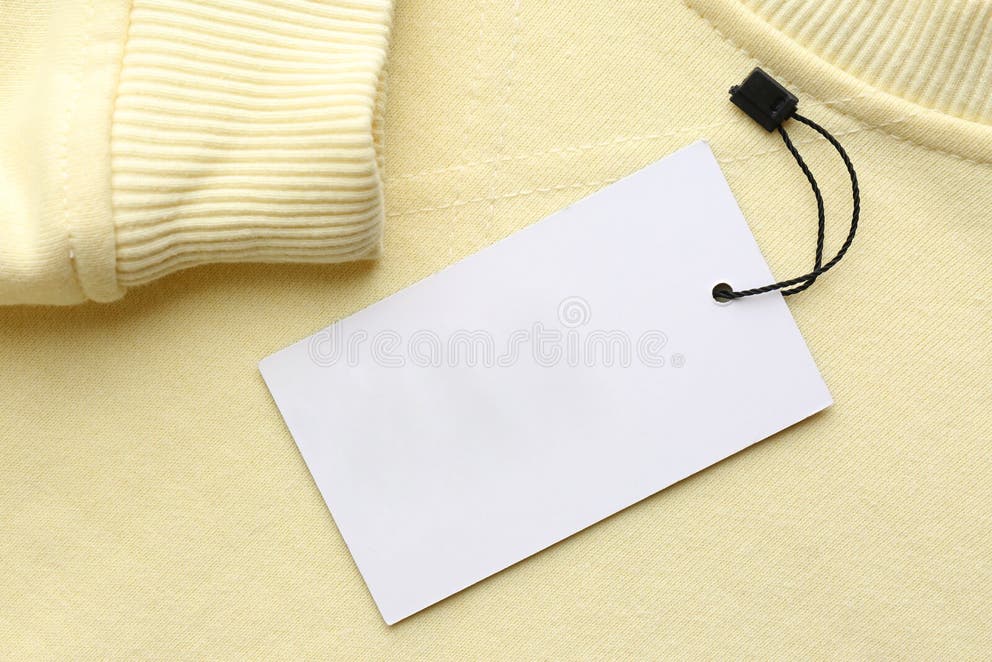 Blank Tag on Sweatshirt, Top View. Space for Text Stock Image - Image ...